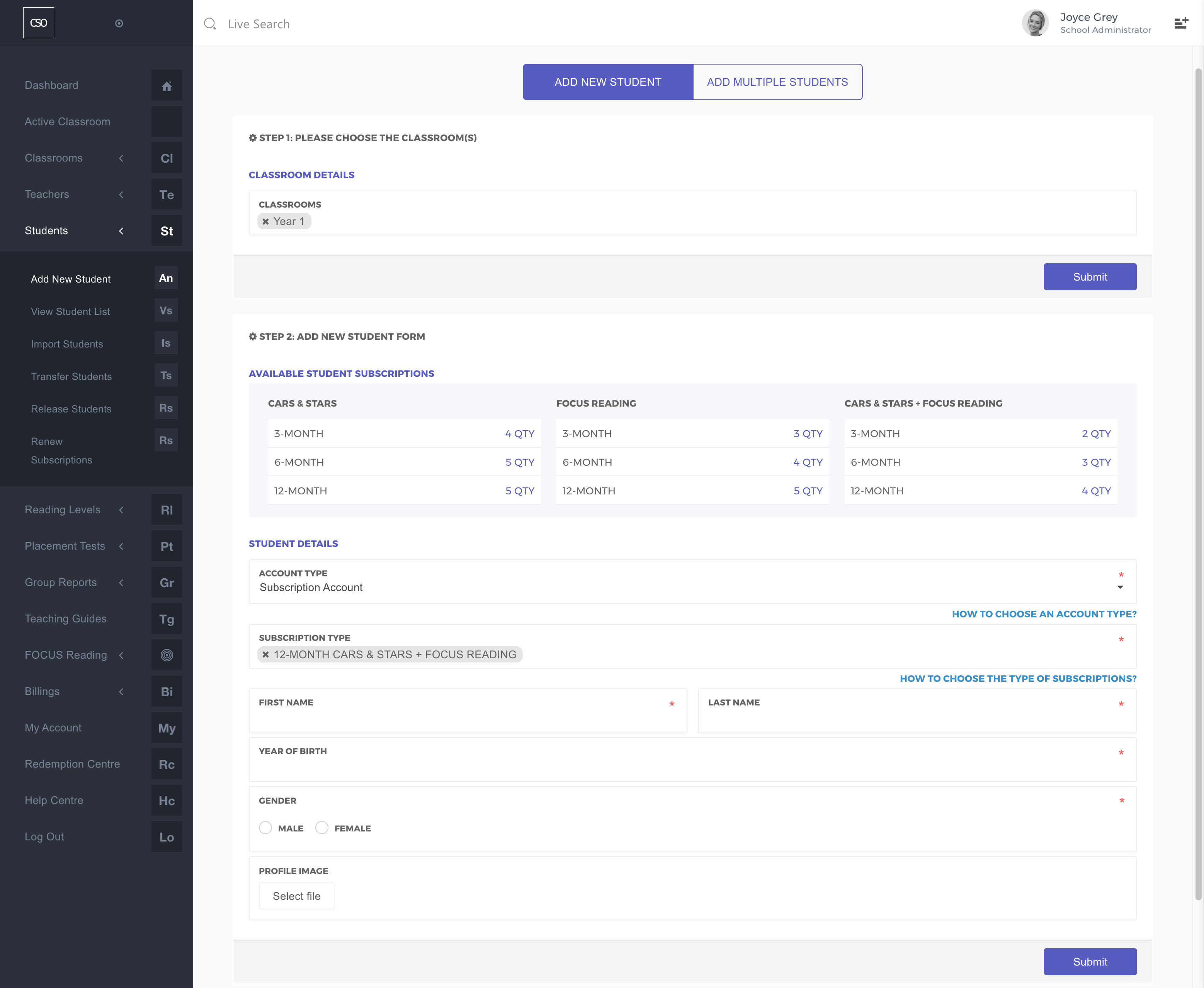 Add a New Student – CSO / Help Centre