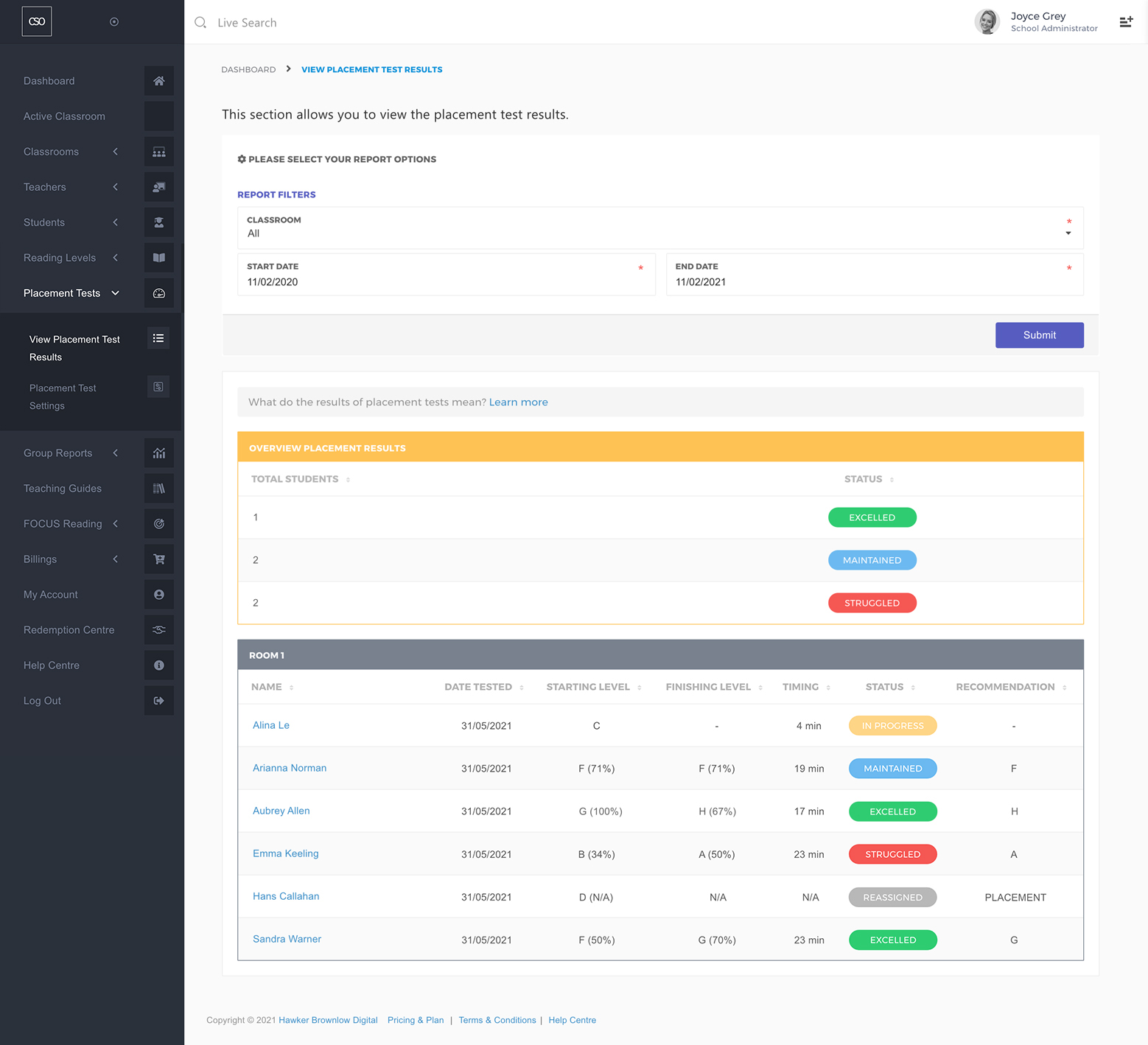 View Placement Test Results – CARS & STARS Online — Help Centre